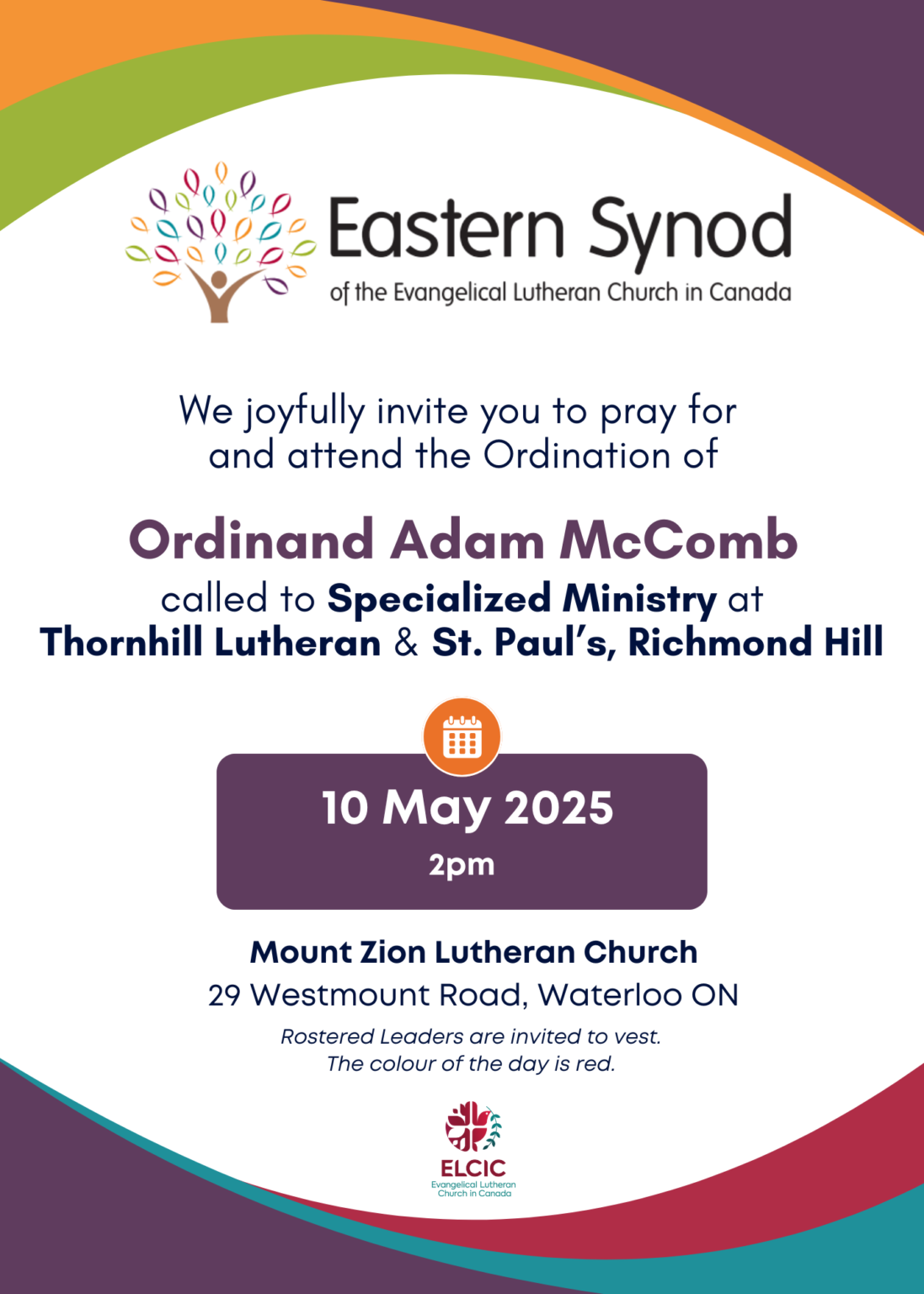 Ordination- Adam McComb – Eastern Synod of the Evangelical Lutheran ...